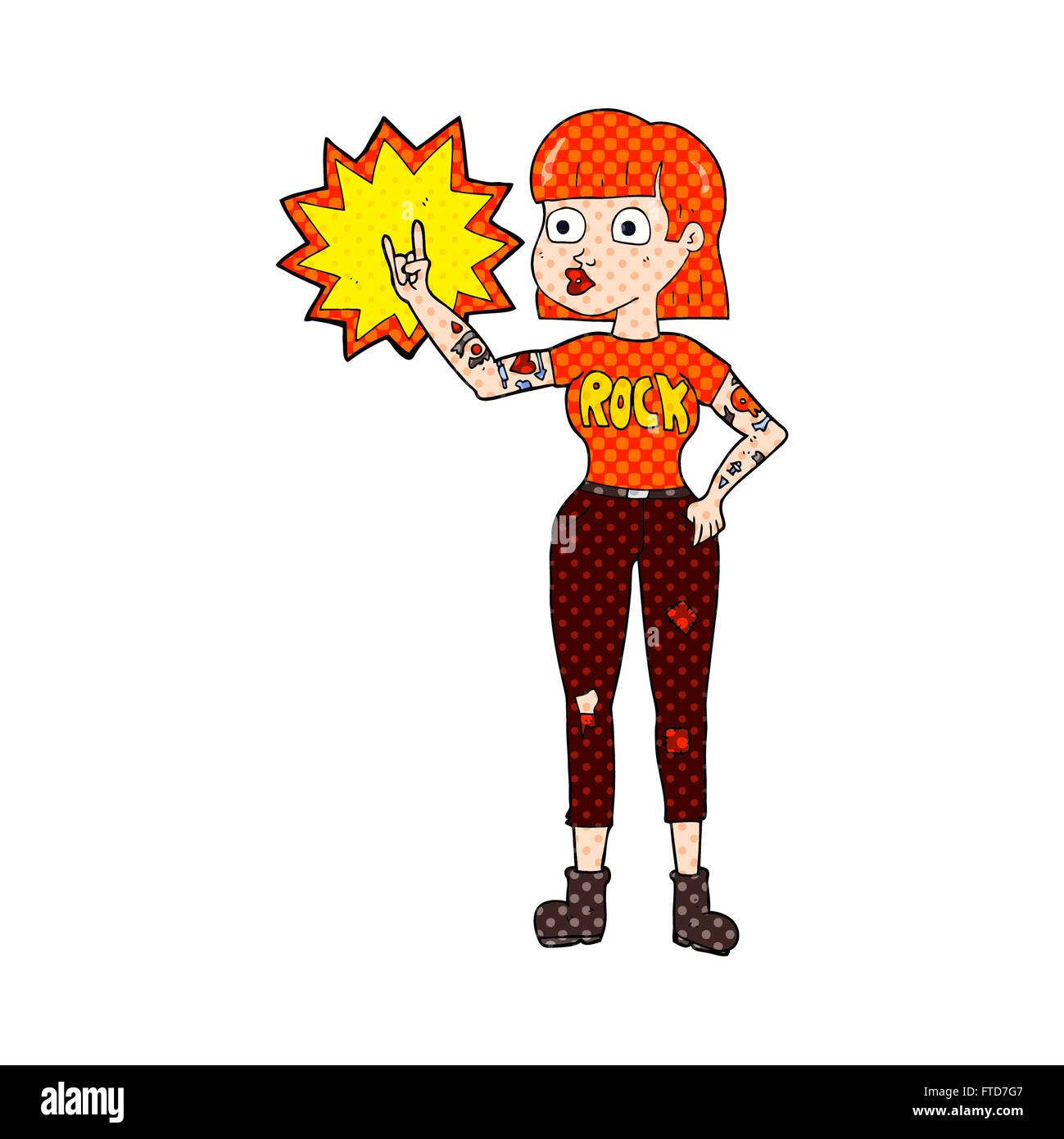 freehand drawn cartoon rock girl Stock Vector Image & Art - Alamy