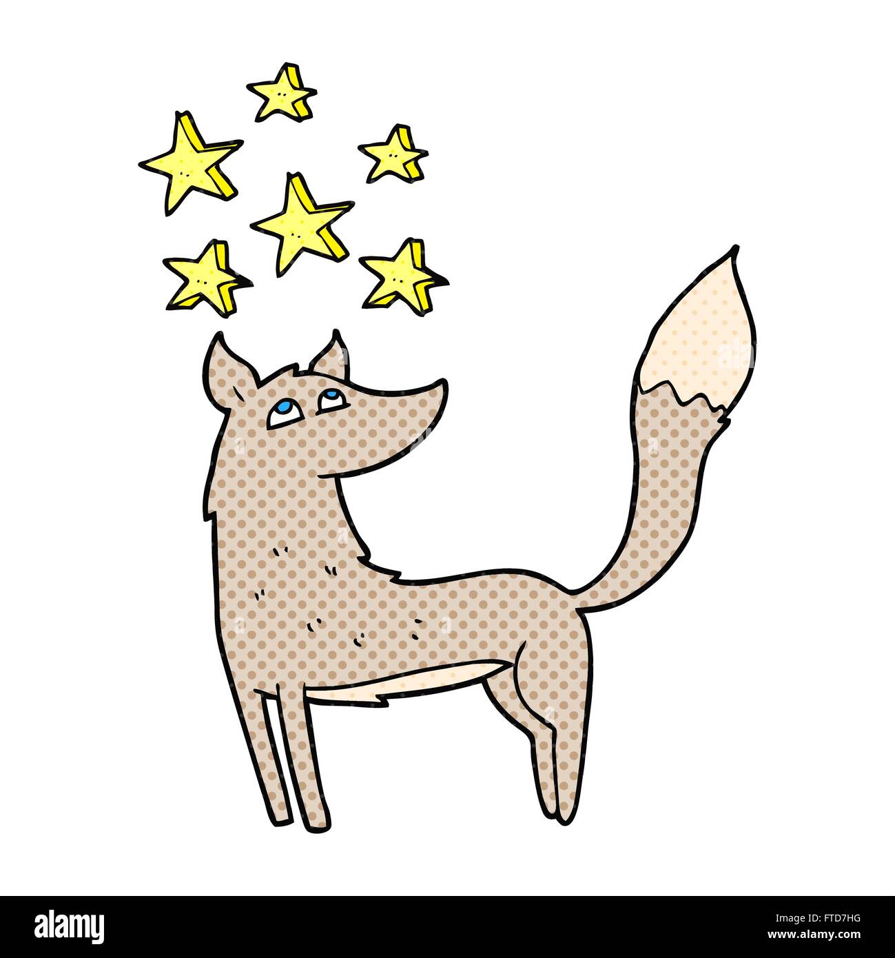 freehand drawn cartoon wolf with stars Stock Vector Image & Art - Alamy