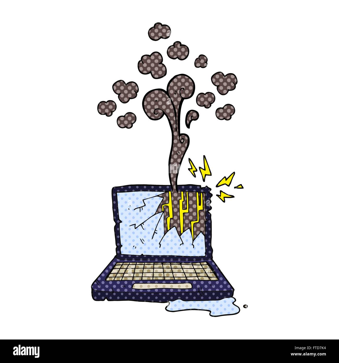 freehand drawn cartoon broken computer Stock Vector Image & Art - Alamy