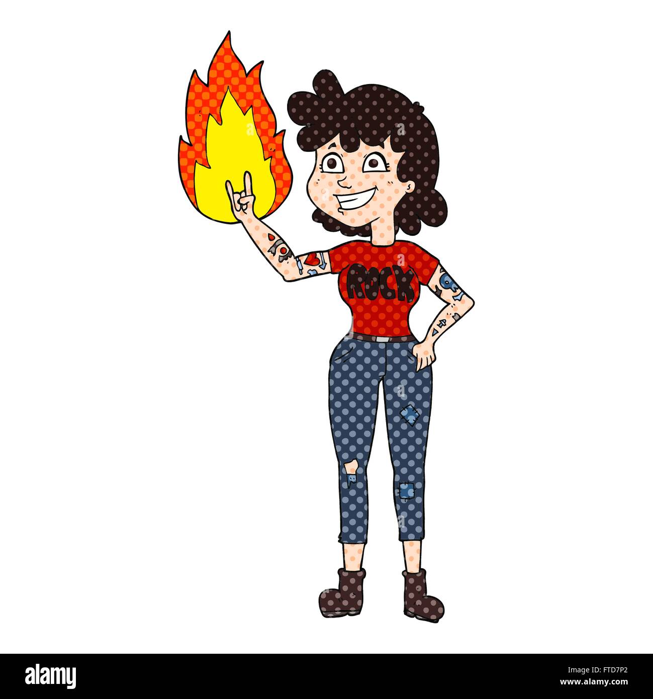 freehand drawn cartoon rock girl Stock Vector Image & Art - Alamy