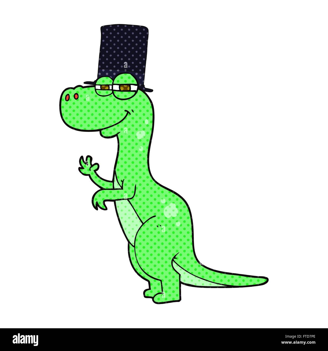 freehand drawn cartoon dinosaur wearing top hat Stock Vector Image ...