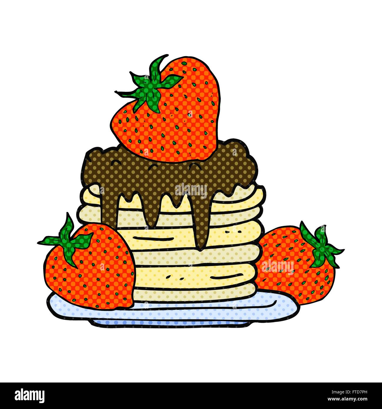 freehand drawn cartoon pancake stack with strawberries Stock Vector ...