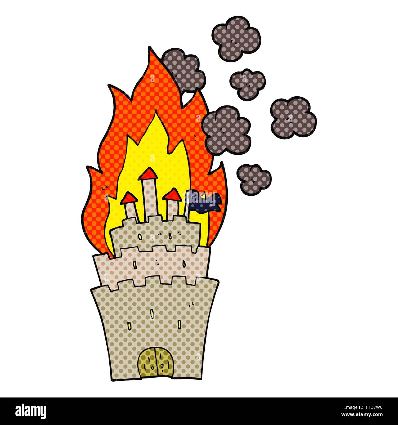 freehand drawn cartoon burning castle Stock Vector Image & Art - Alamy