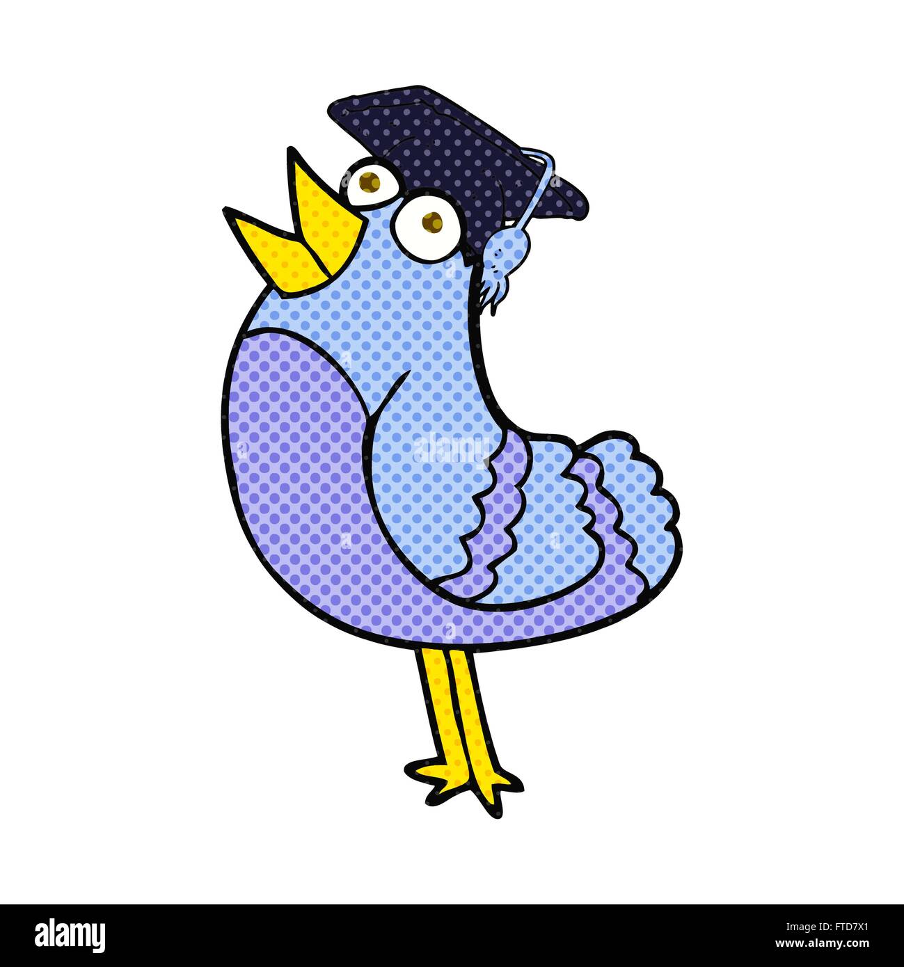 freehand drawn cartoon bird wearing graduation cap Stock Vector Image ...