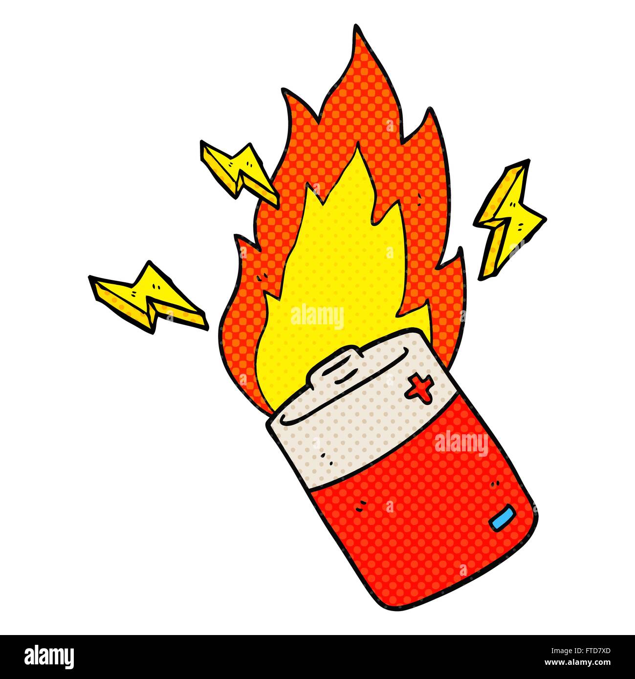 freehand drawn cartoon flaming battery Stock Vector Image & Art - Alamy