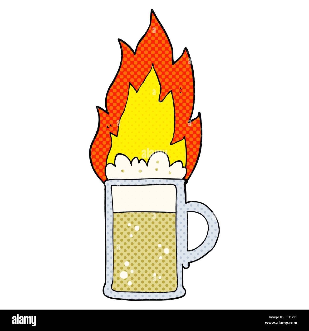freehand drawn cartoon flaming tankard of beer Stock Vector Image & Art ...