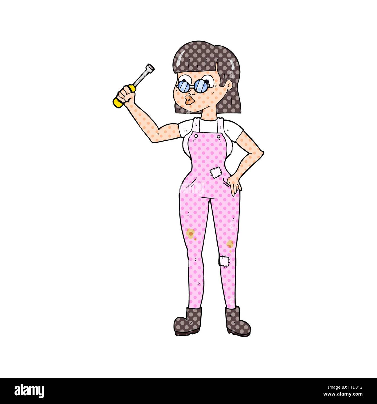 freehand drawn cartoon female mechanic Stock Vector Image & Art - Alamy