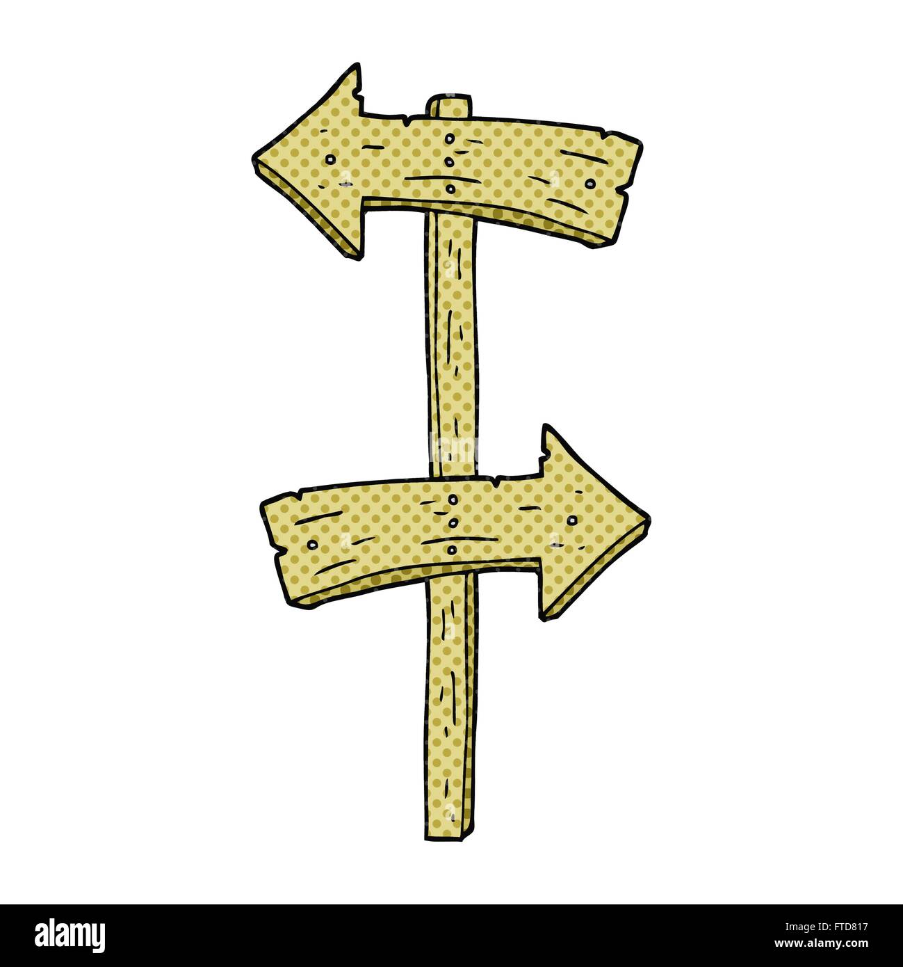 freehand drawn cartoon wooden direction sign Stock Vector Image & Art ...