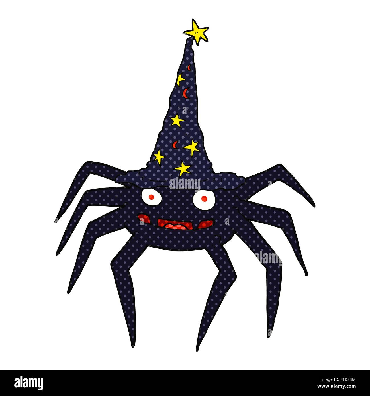 freehand drawn cartoon halloween spider in witch hat Stock Vector Image ...