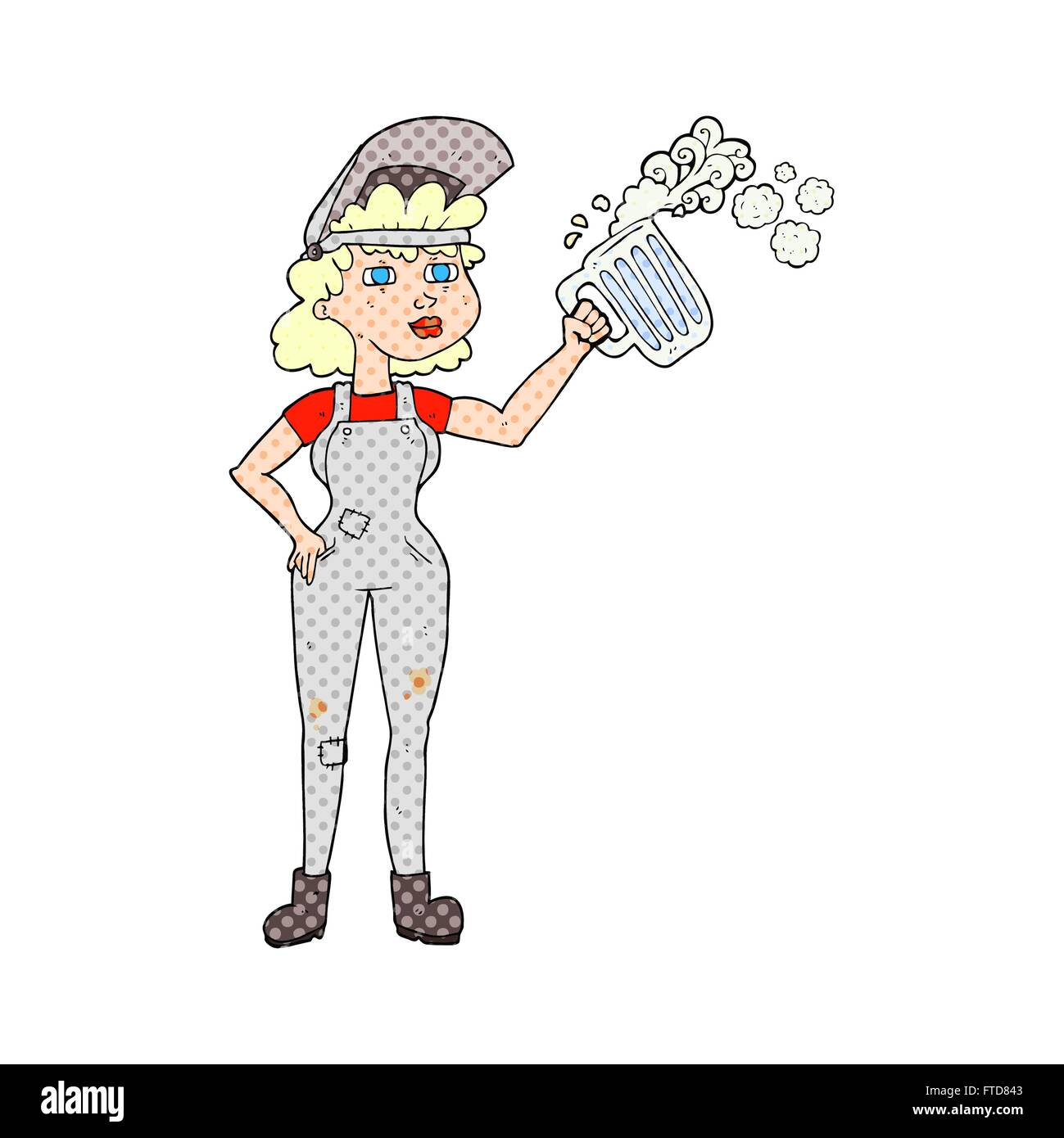 freehand drawn cartoon hard working woman with beer Stock Vector Image ...