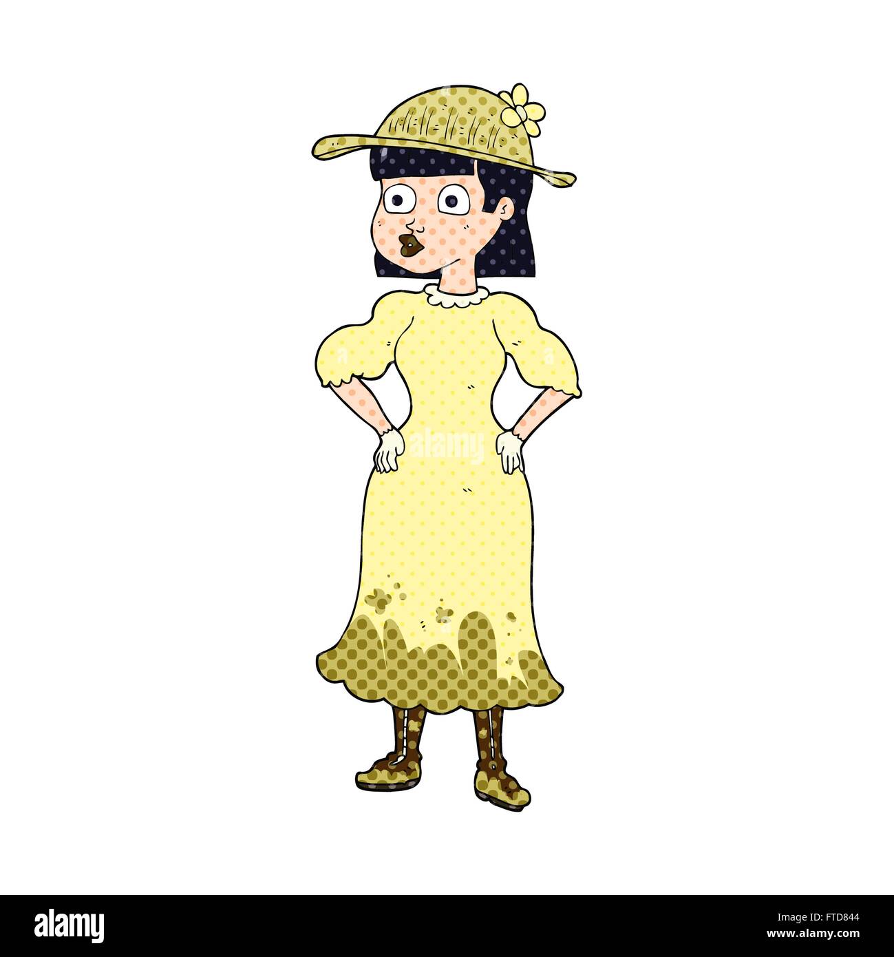 freehand drawn cartoon woman in sensible dress Stock Vector Image & Art ...