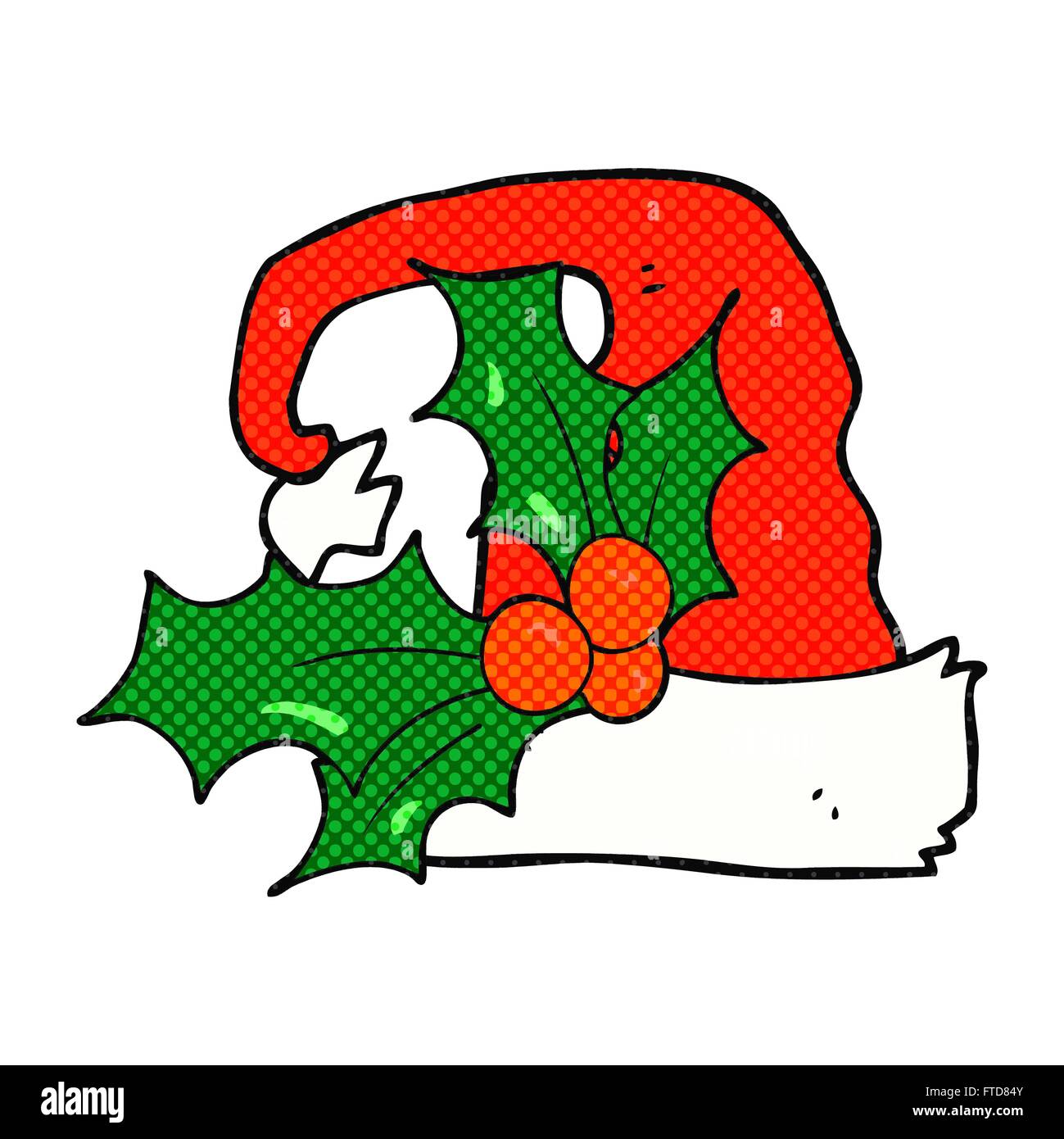 freehand drawn cartoon christmas holly hat Stock Vector Image & Art - Alamy
