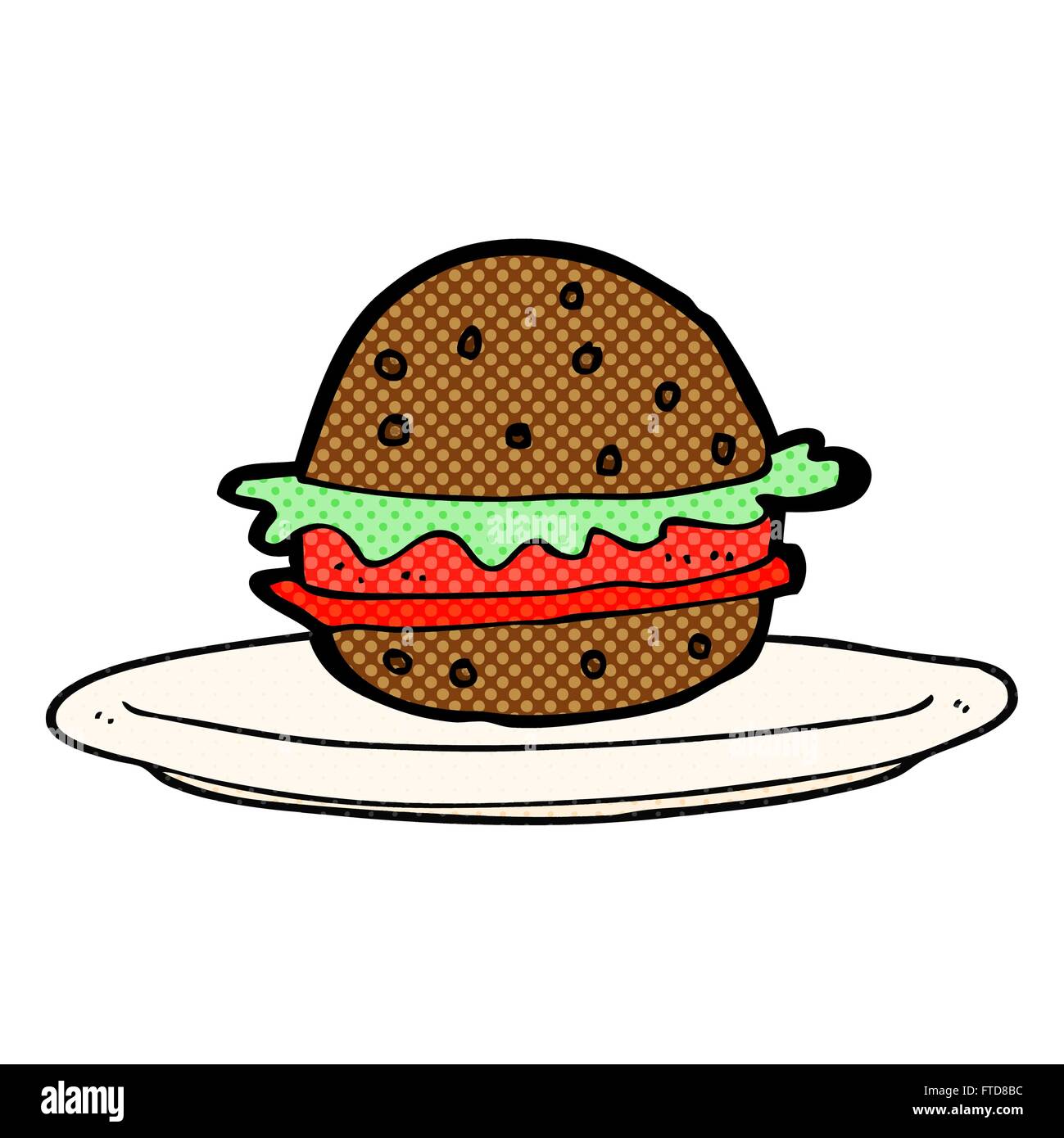 freehand drawn cartoon burger on plate Stock Vector Image & Art - Alamy