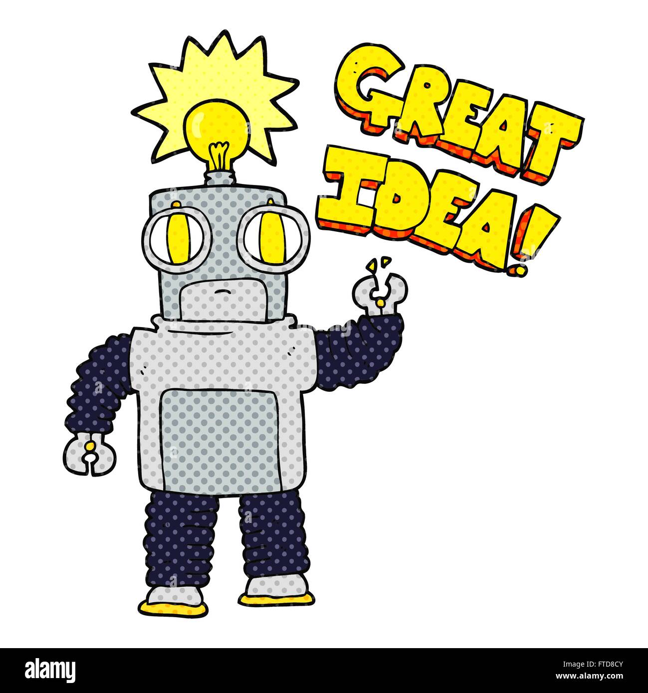 freehand drawn cartoon robot with great idea Stock Vector Image & Art ...
