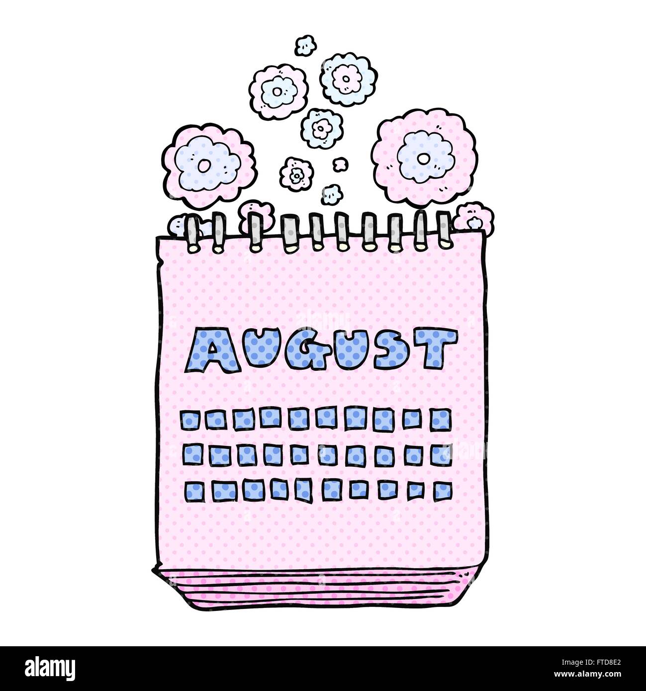 freehand drawn cartoon calendar showing month of august Stock Vector ...