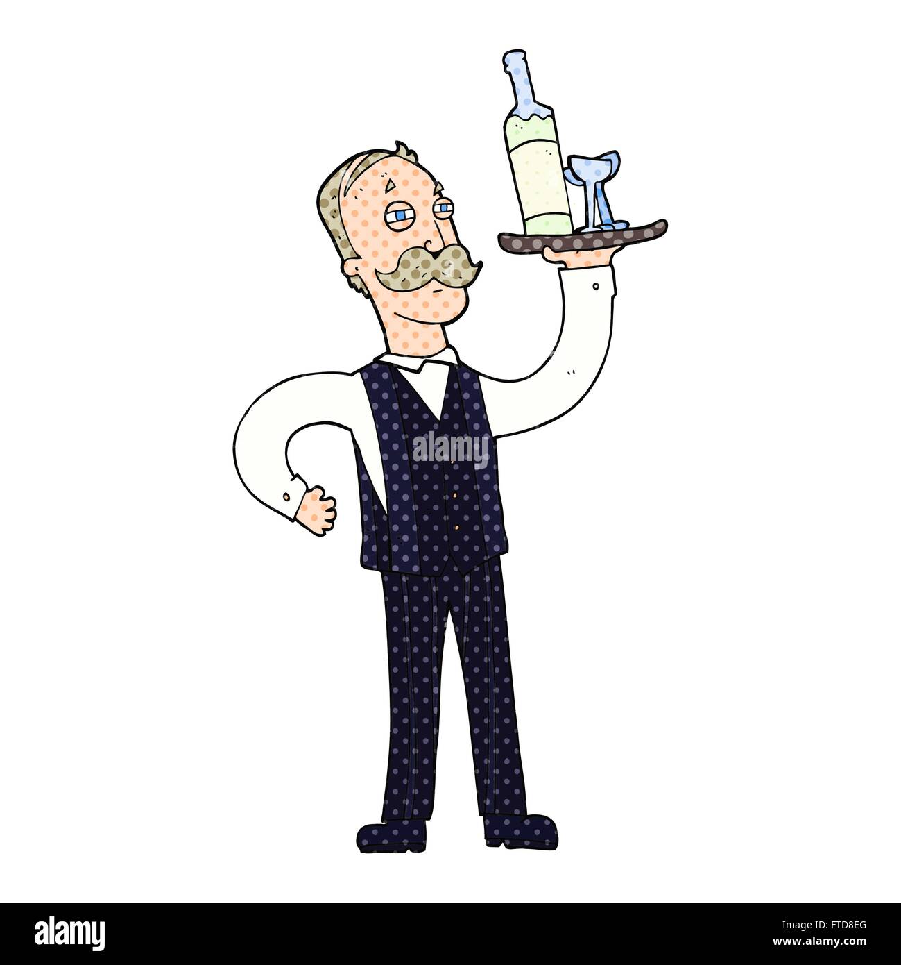 freehand drawn cartoon waiter Stock Vector Image & Art - Alamy