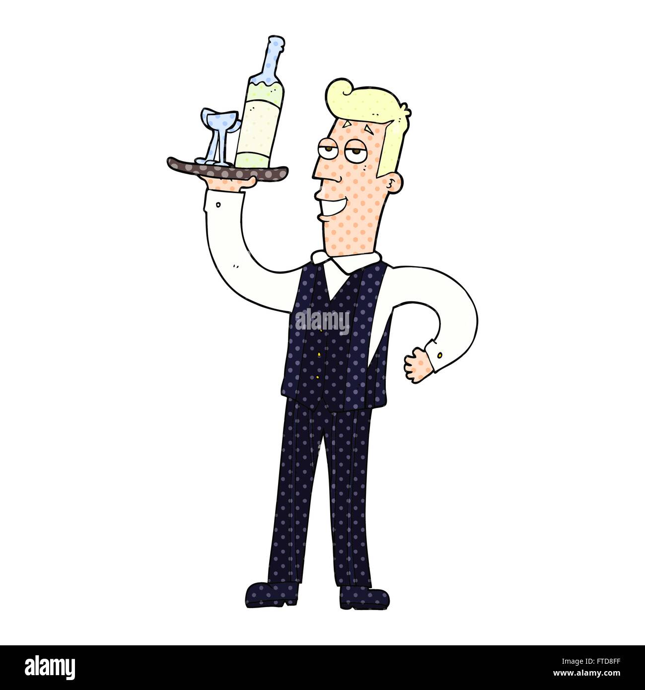 freehand drawn cartoon waiter Stock Vector Image & Art - Alamy