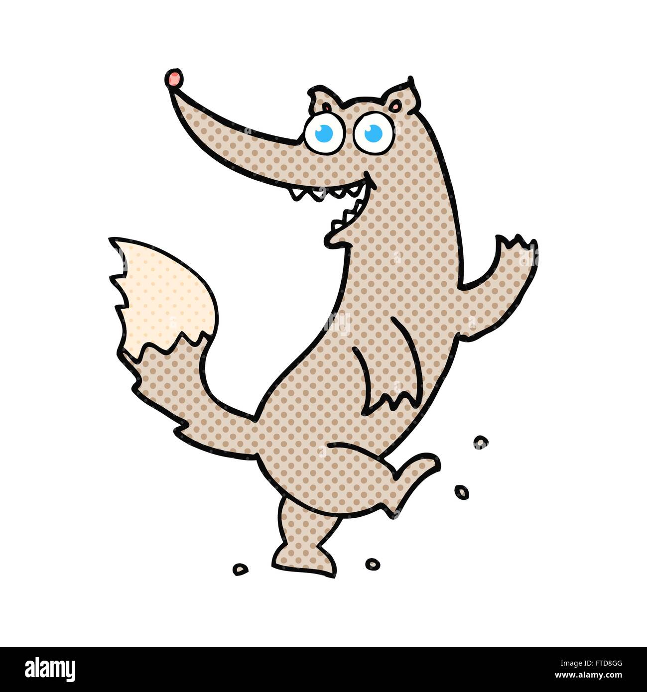 freehand drawn cartoon happy wolf dancing Stock Vector Image & Art - Alamy