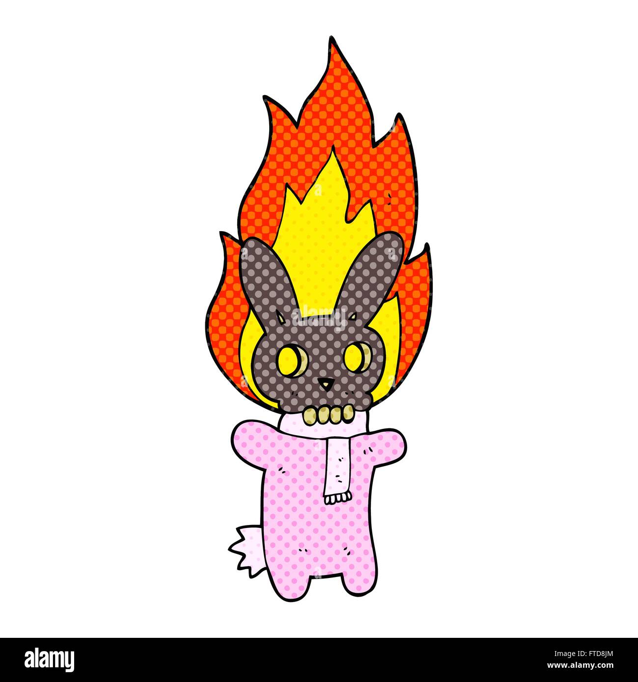 freehand drawn cartoon flaming skull rabbit Stock Vector Image & Art ...