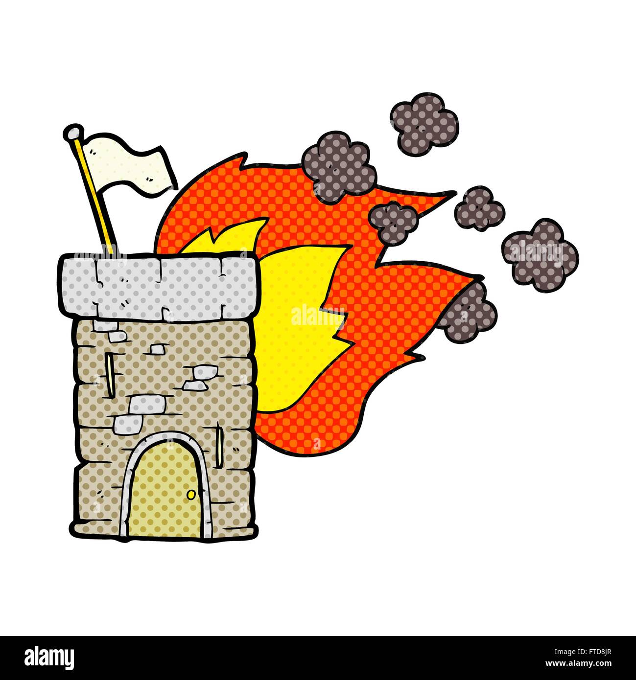 freehand drawn cartoon burning castle tower Stock Vector Image & Art ...