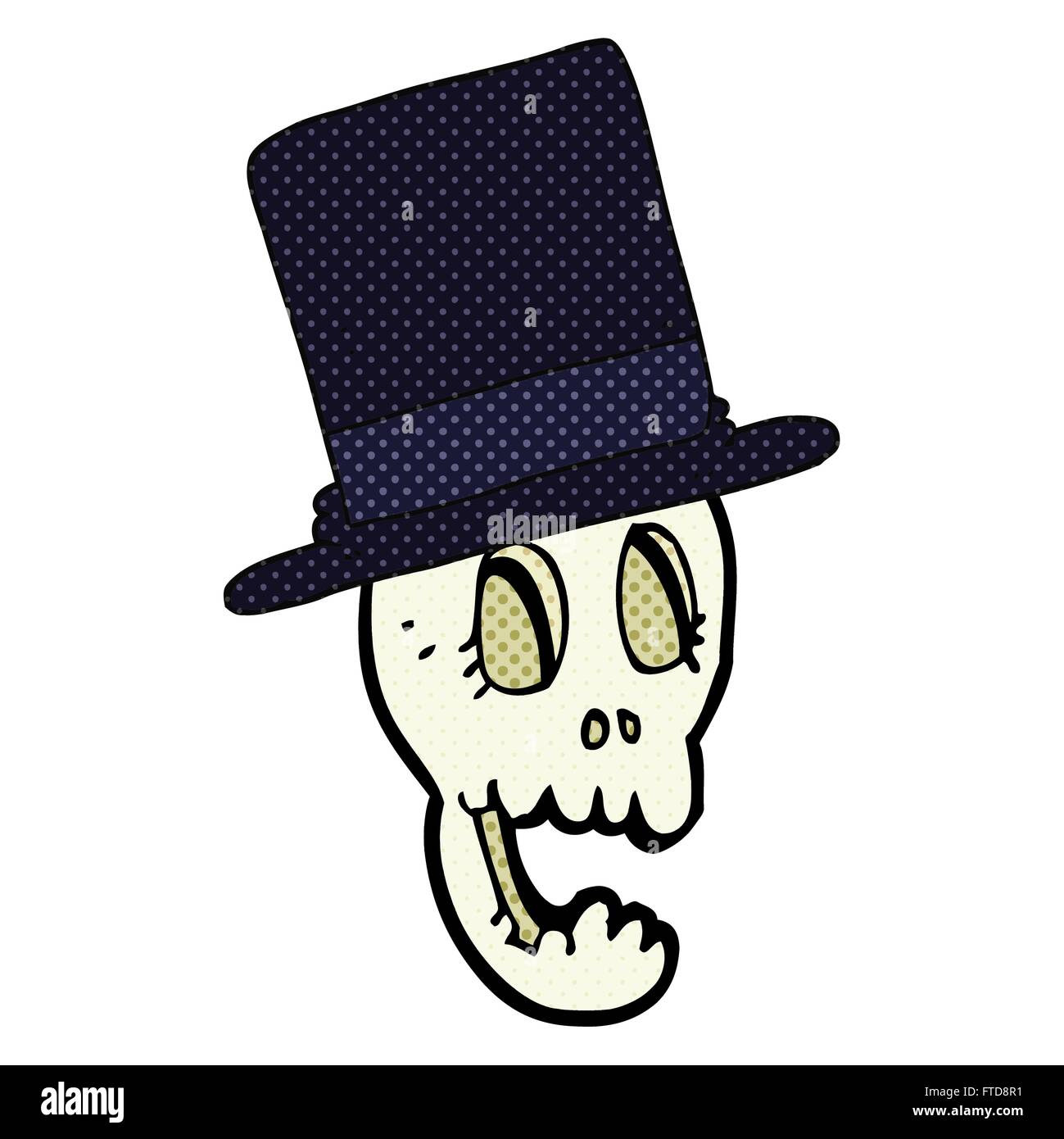 freehand drawn cartoon skull wearing top hat Stock Vector Image & Art ...