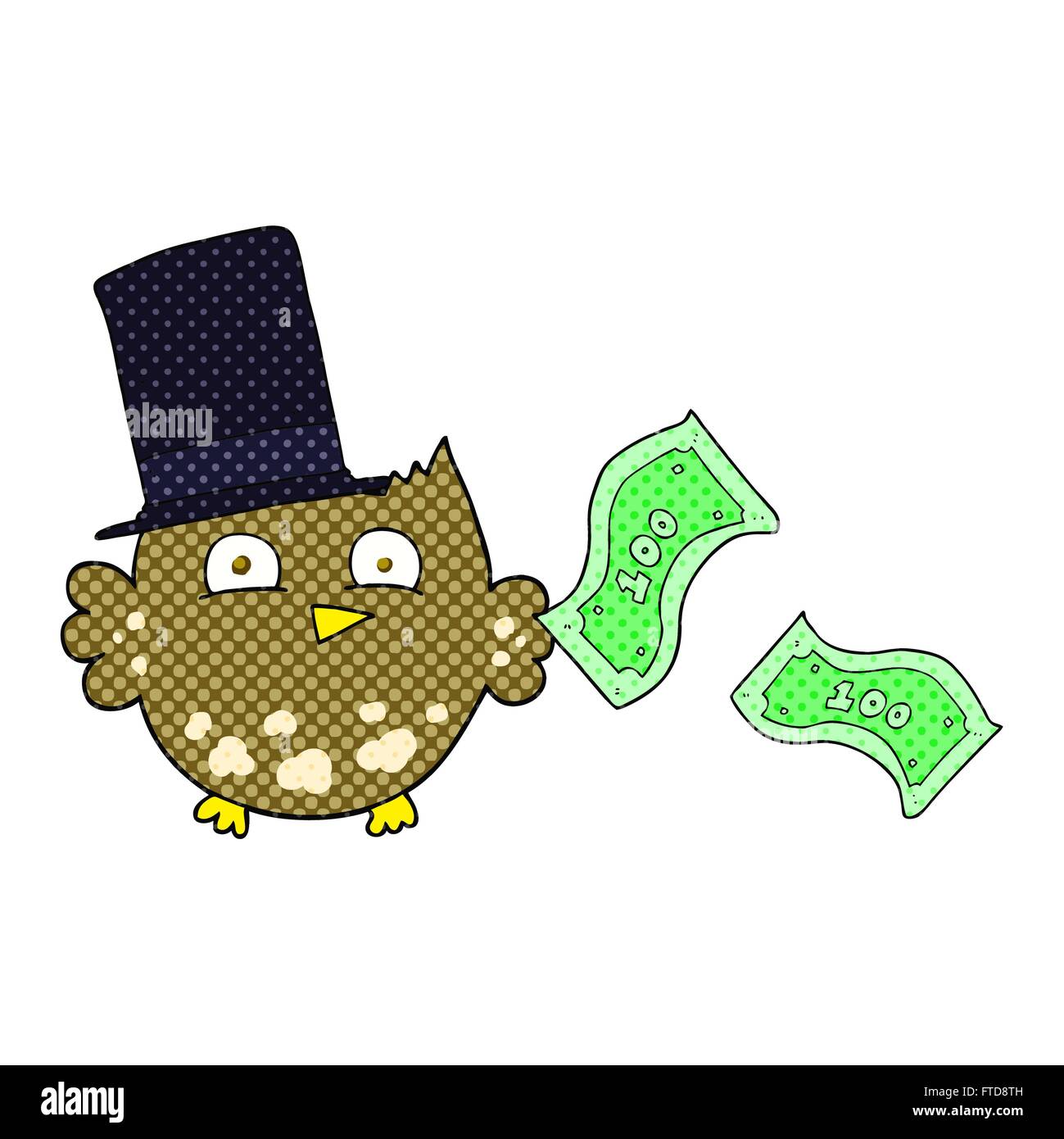 freehand drawn cartoon wealthy little owl with top hat Stock Vector ...