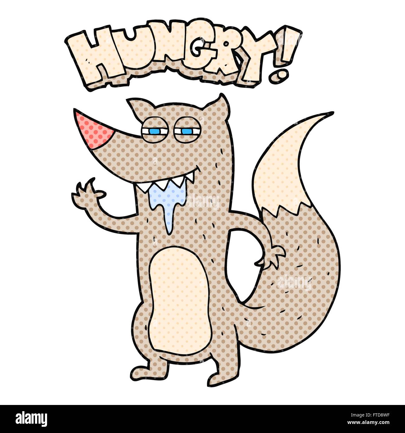 freehand drawn cartoon hungry wolf Stock Vector Image & Art - Alamy