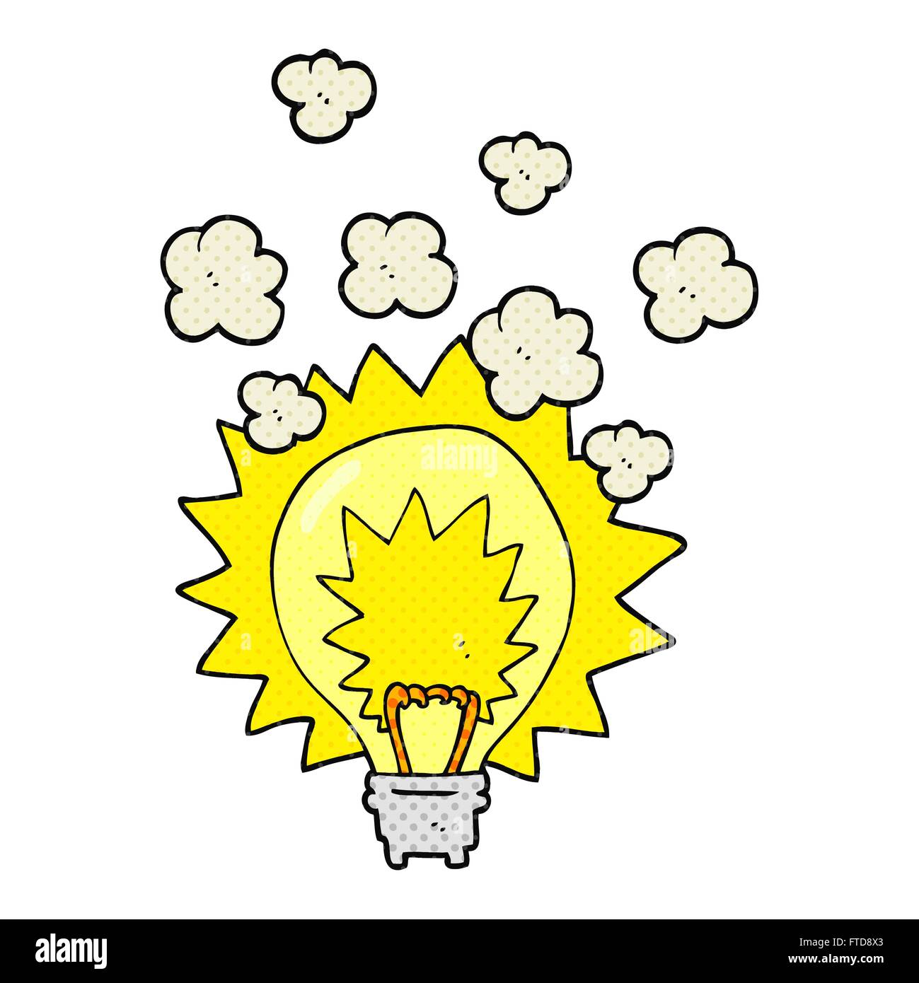 freehand drawn comic book style cartoon light bulb shining Stock Vector ...