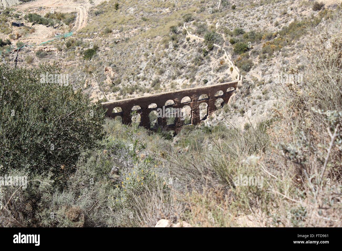 The ancient Roman Aquaduct in a steep valley near Vicar in Spain Stock ...