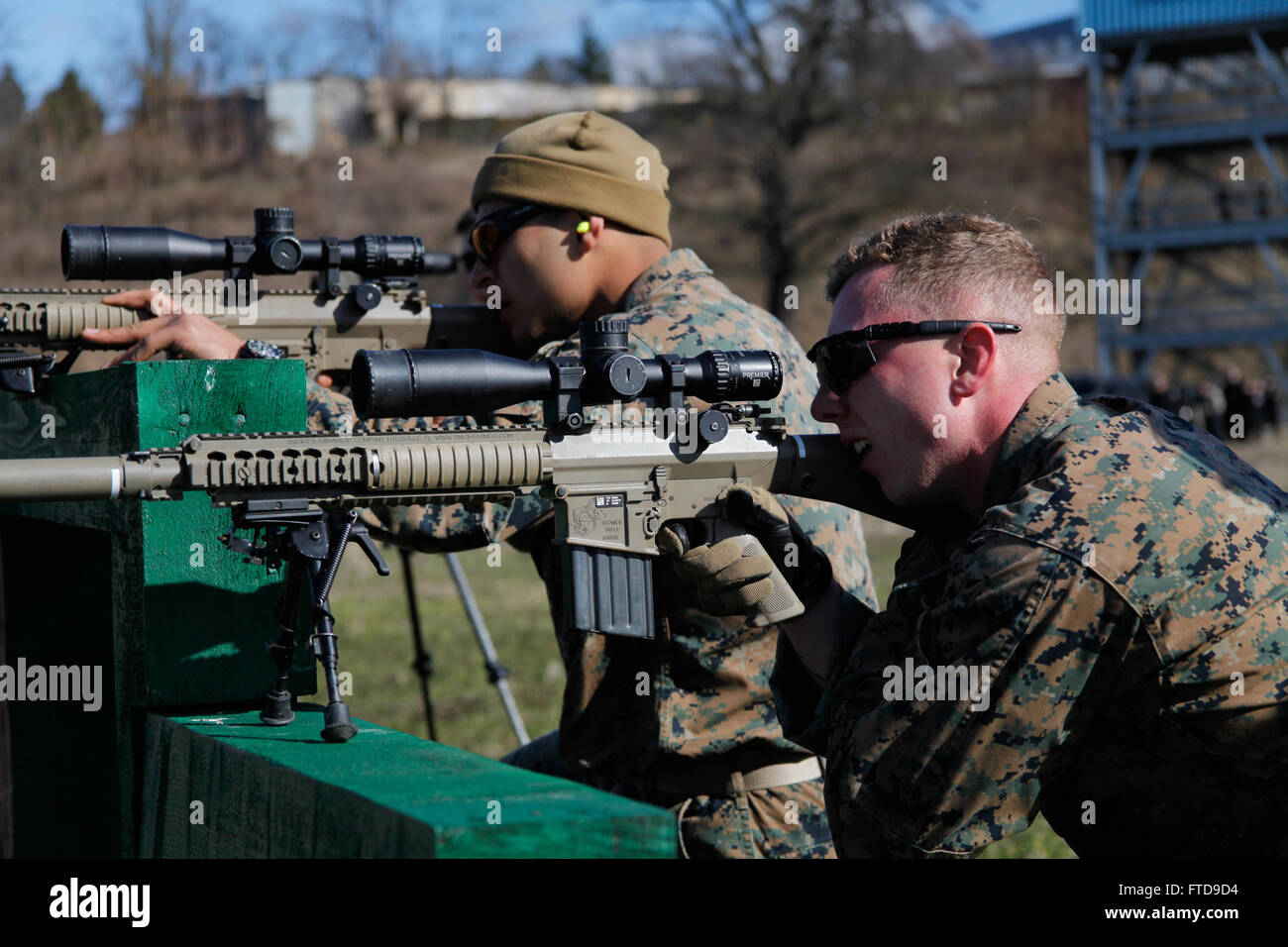 This image shows U.S. Marines from Alpha Fleet Anti-terrorism Security ...