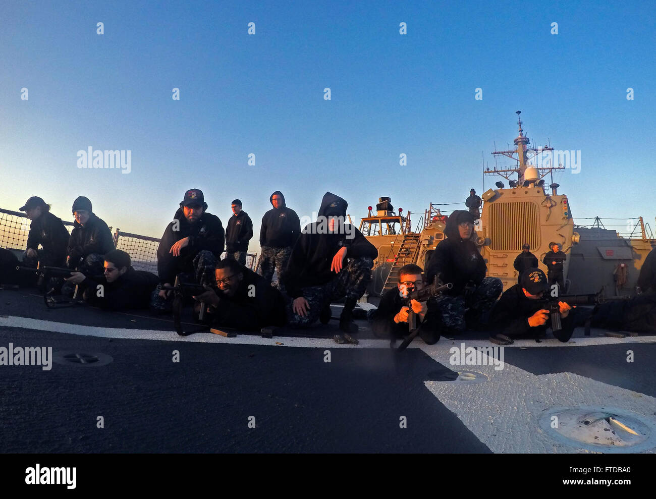 150407-N-UY653-175 ATLANTIC OCEAN (April 7, 2015) - Sailors fire M16A3 ...