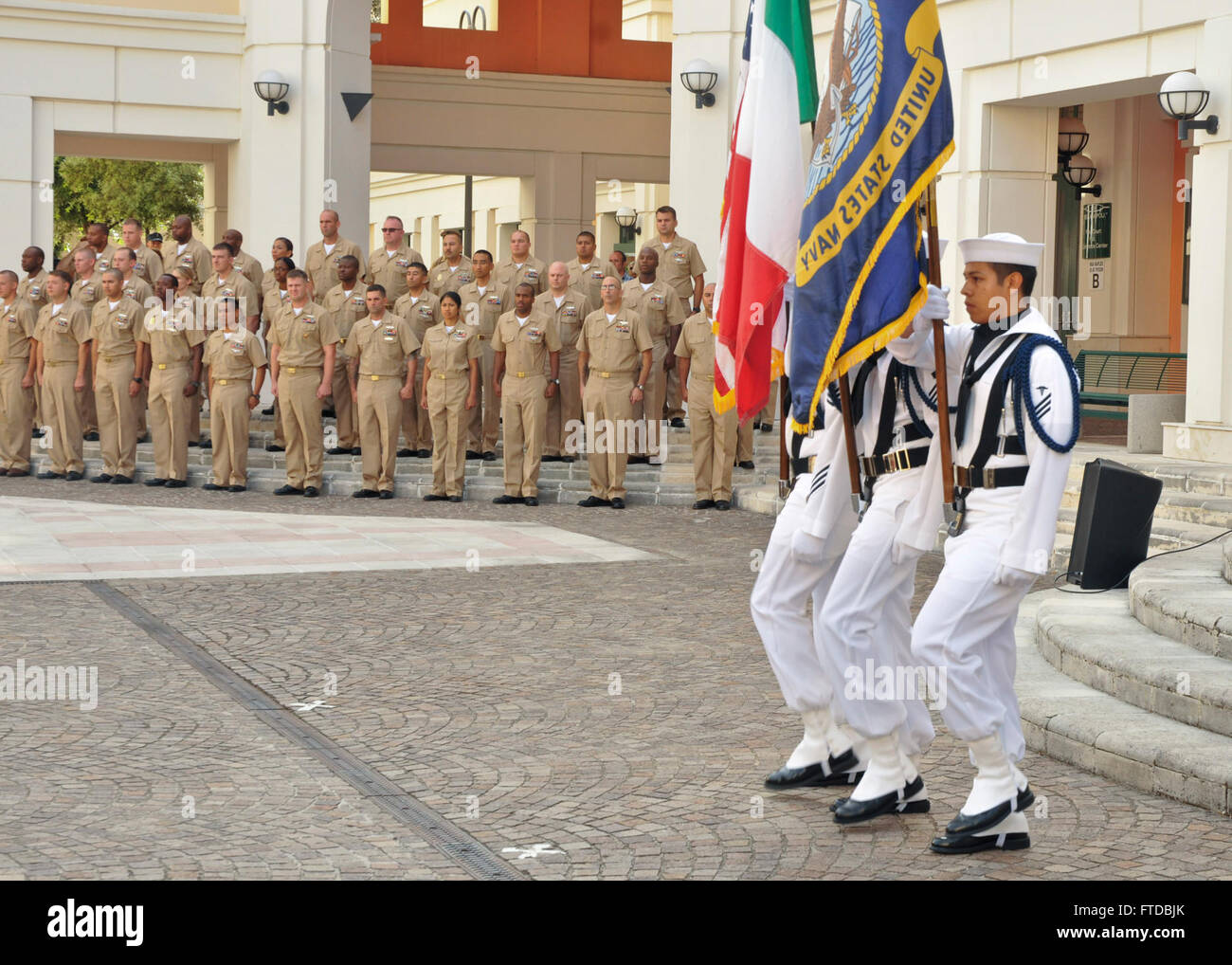 NAPLES, Italy (Sept. 13, 2013) - The color guard parades the colors in ...