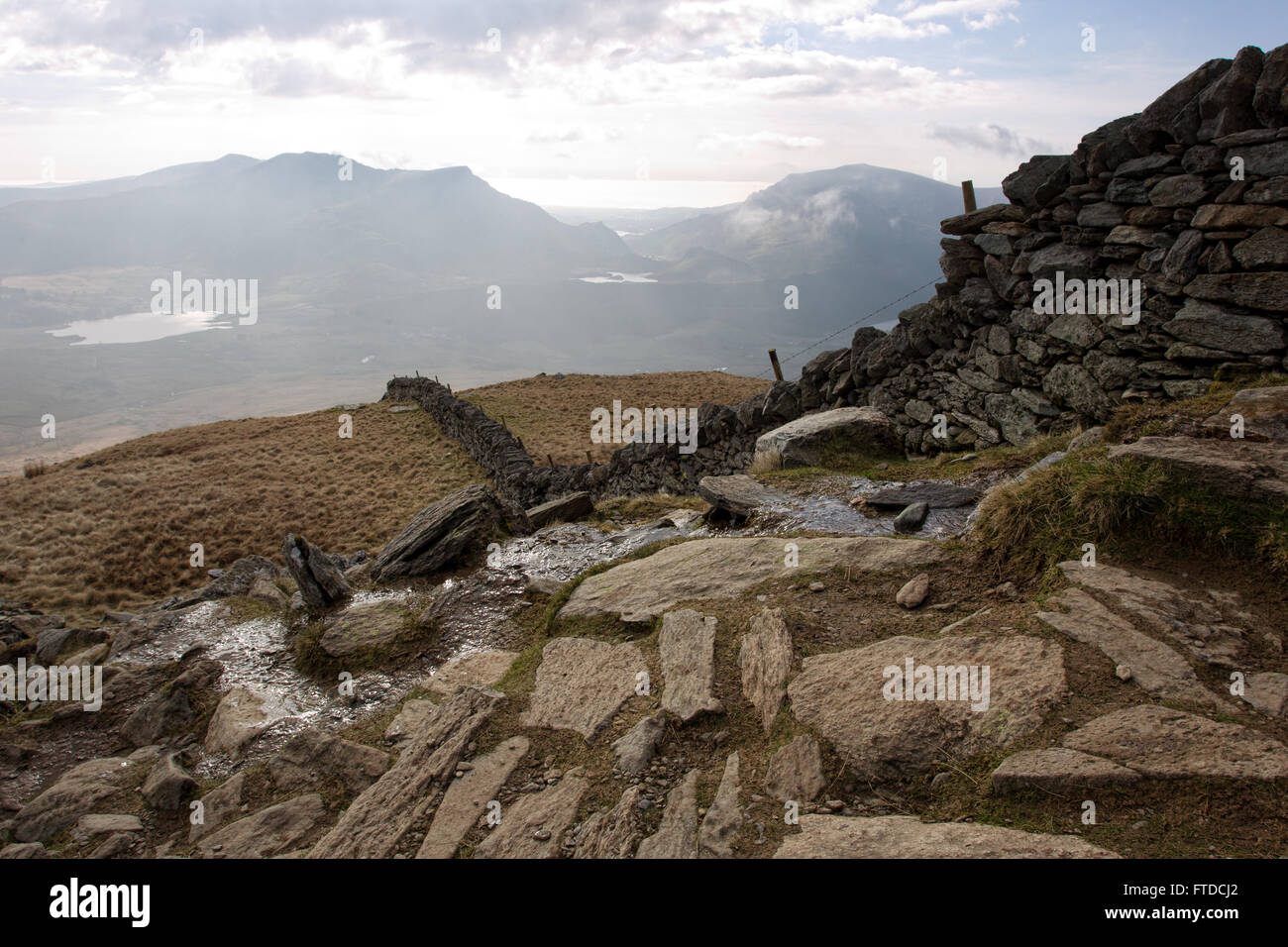 The Rhyd Ddu Path ascending Snowdon, Snowdonia Stock Photo - Alamy