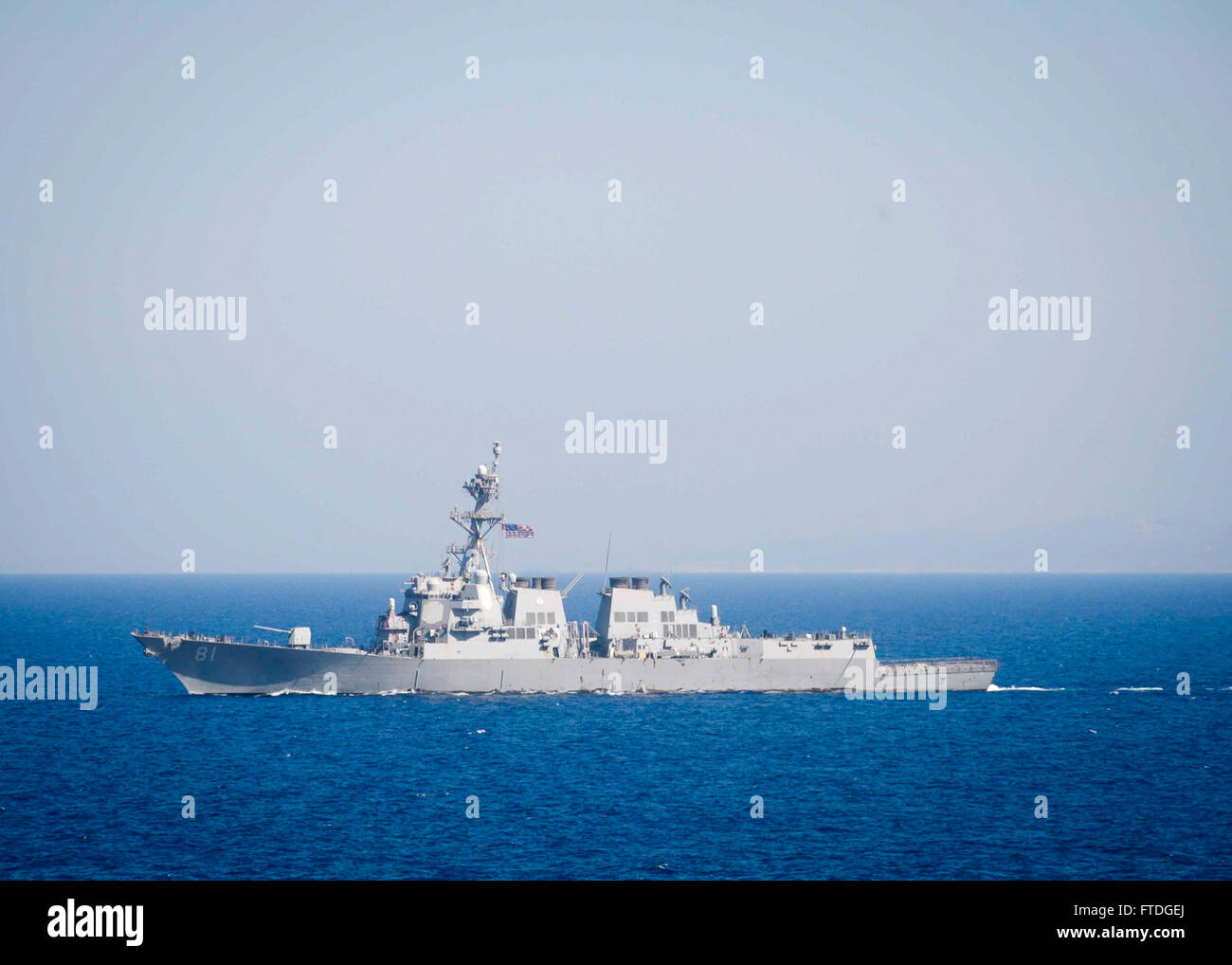 MEDITERRANEAN SEA (October 15, 2015) -- The Arleigh Burke-class guided ...