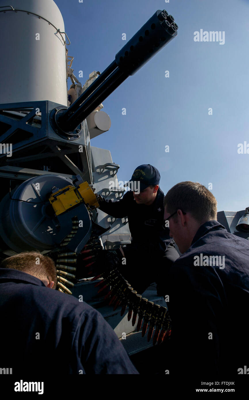This image shows sailors aboard the USS Carney (DDG 64), an Arleigh ...