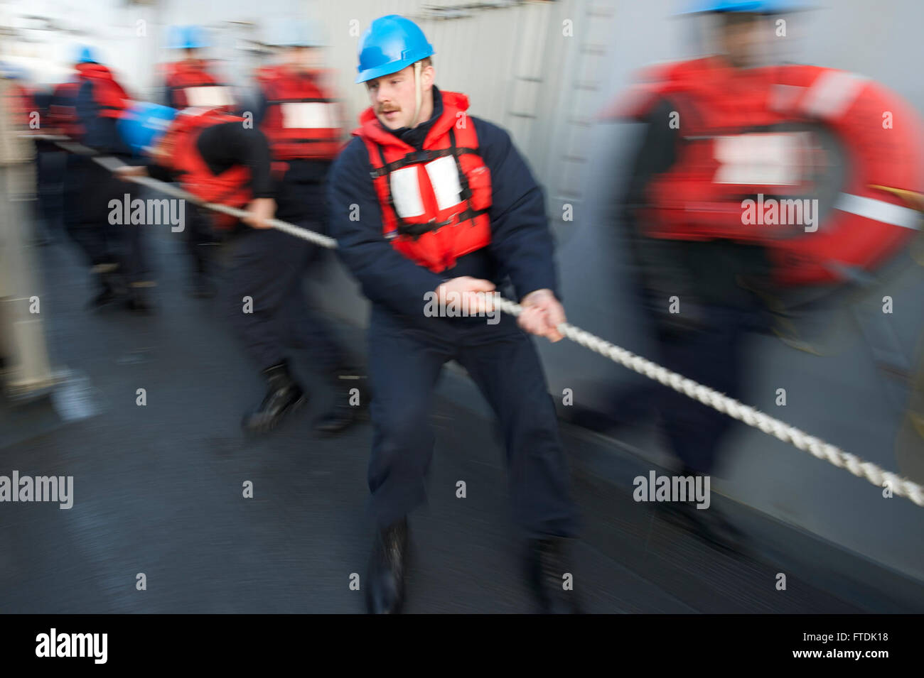Sonar Technician 2nd Class Alex Bamberger aboard the USS Carney (DDG 64 ...