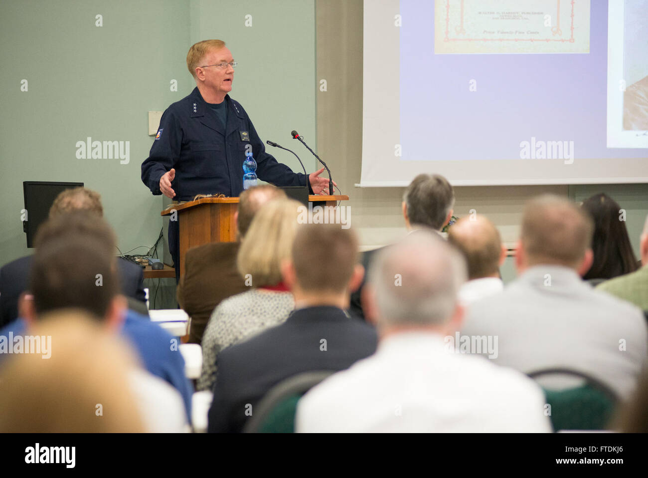 A photo showing U.S. 6th Fleet Vice Admiral James Foggo III leading a ...