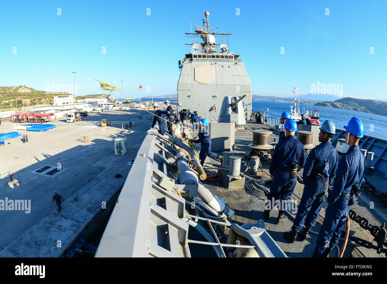 A photo showing Seaman Apprentice Leonard Shepard throwing a heaving ...
