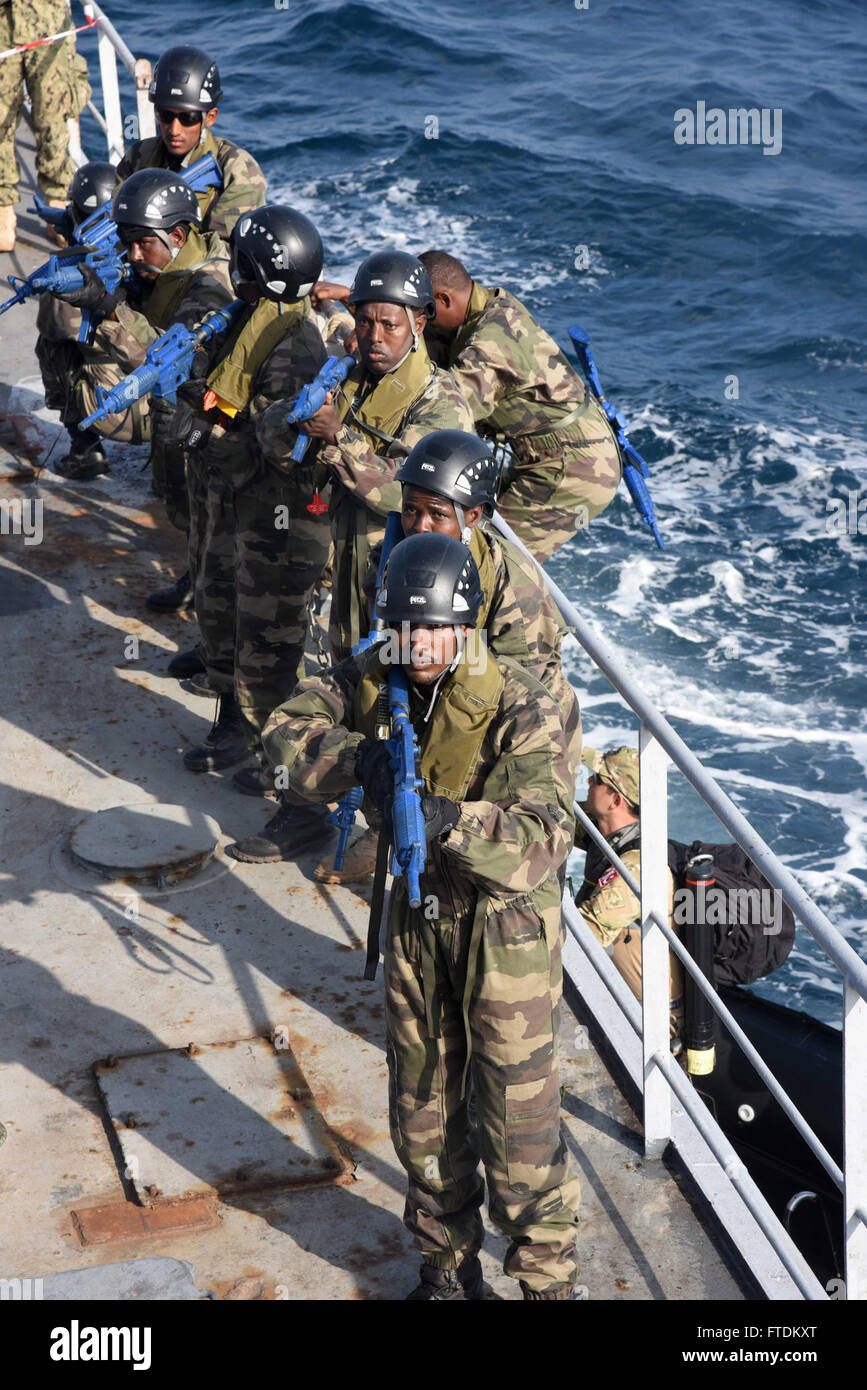 Djibouti Marines conduct a vessel boarding operation during Exercise ...