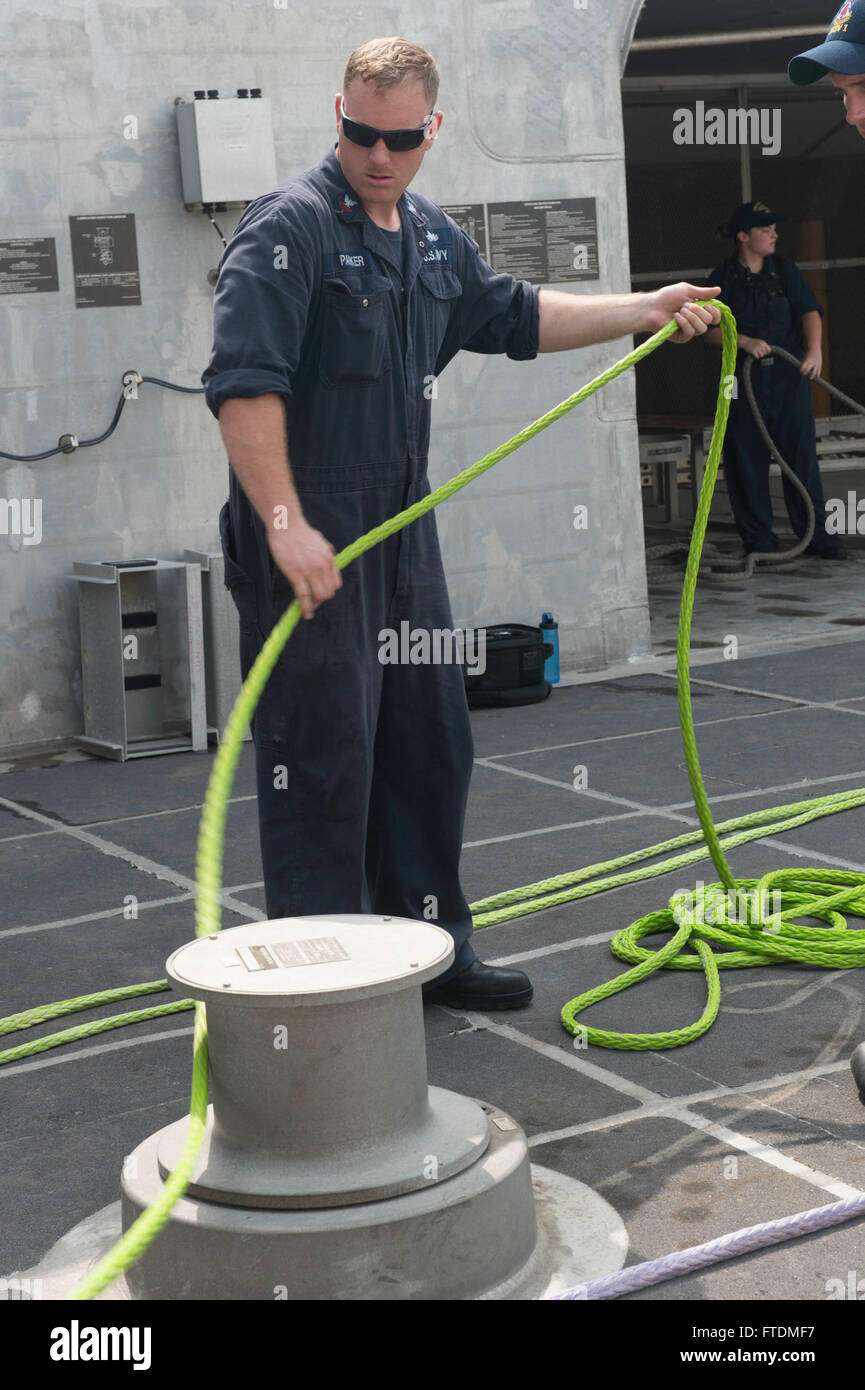 On February 17, 2016, Engineman 2nd Class Rory Parker aboard the USNS ...