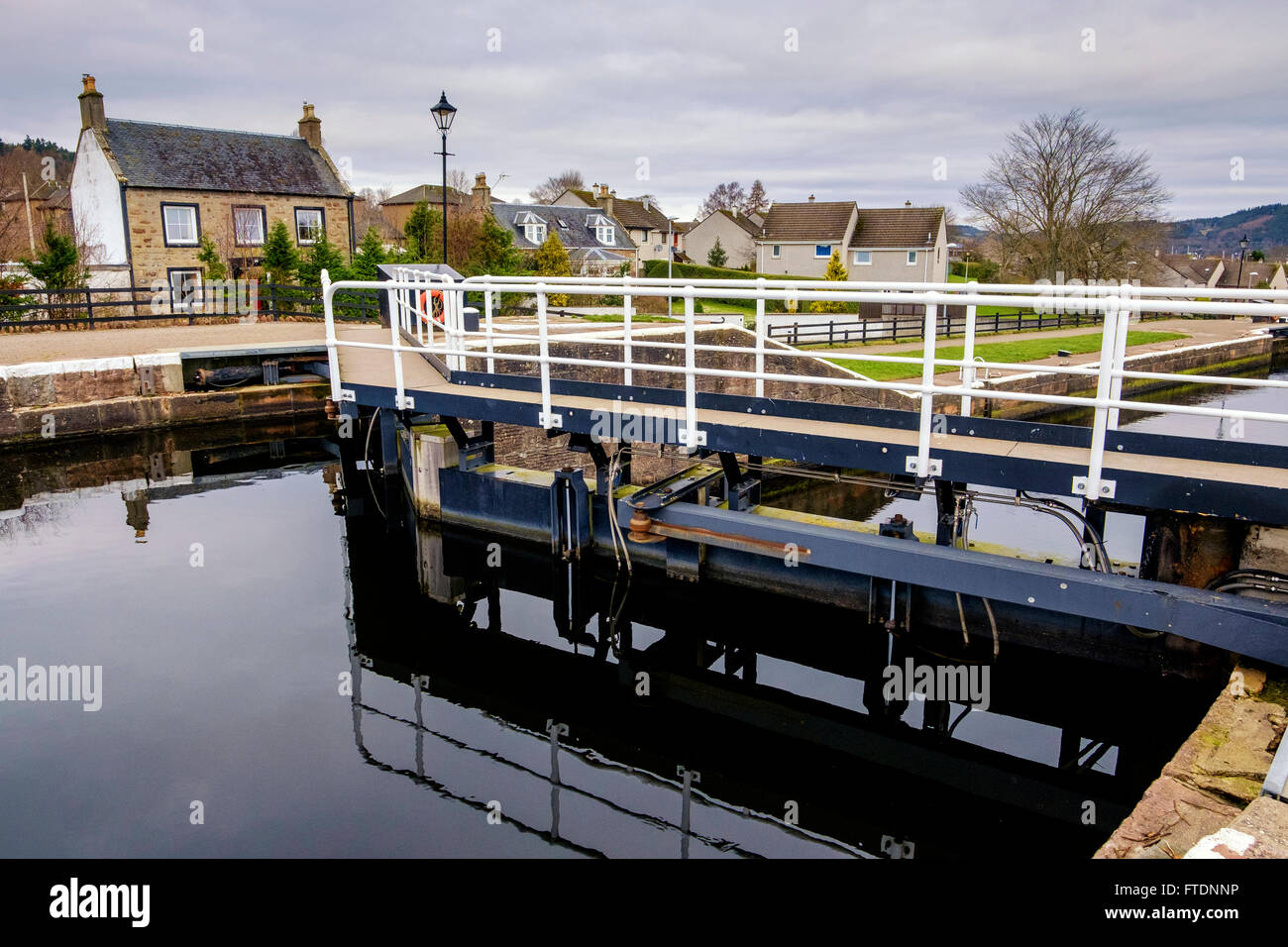 Lock gates on the Caledonian Canal in Inverness, Scotland Stock Photo ...