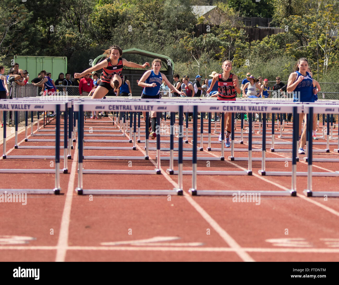 Low hurdles race at the Burt Williams Track and Field Classic. City of ...