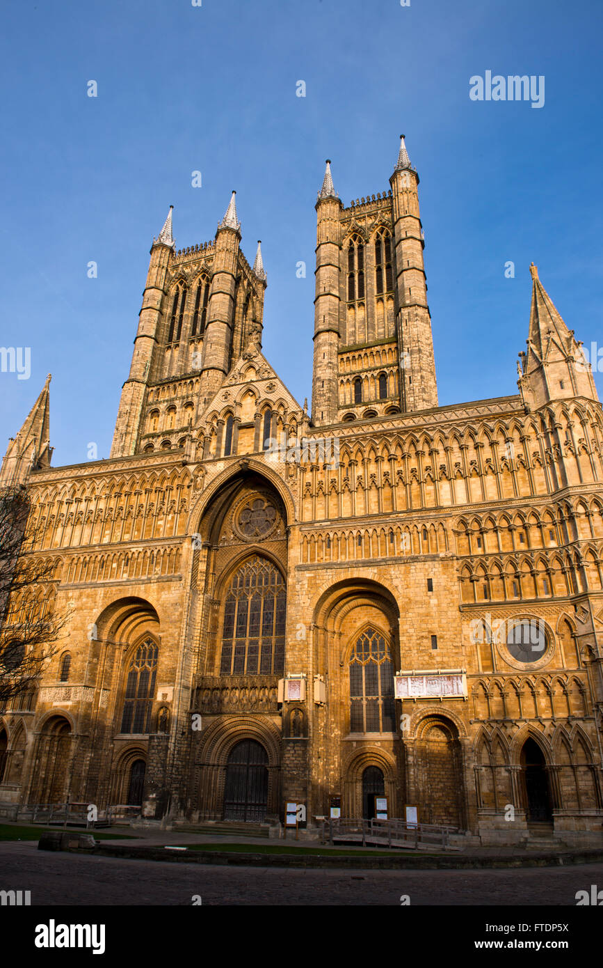 View of the West Front of Lincoln Cathedral, Lincolnshire, UK Stock ...