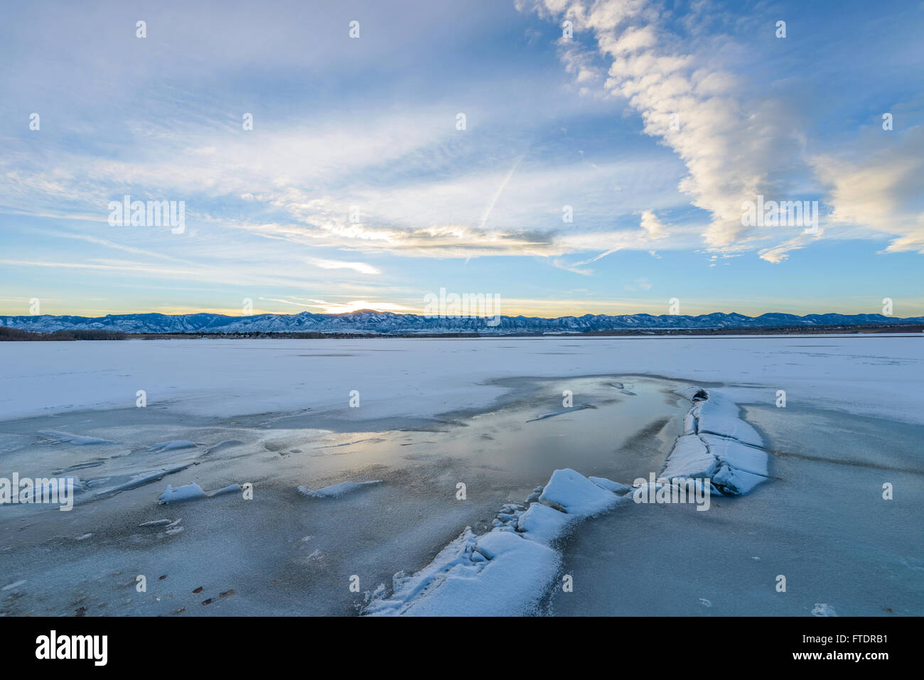 Sunset Ice Lake - Sunset at a ice cold mountain lake Stock Photo - Alamy