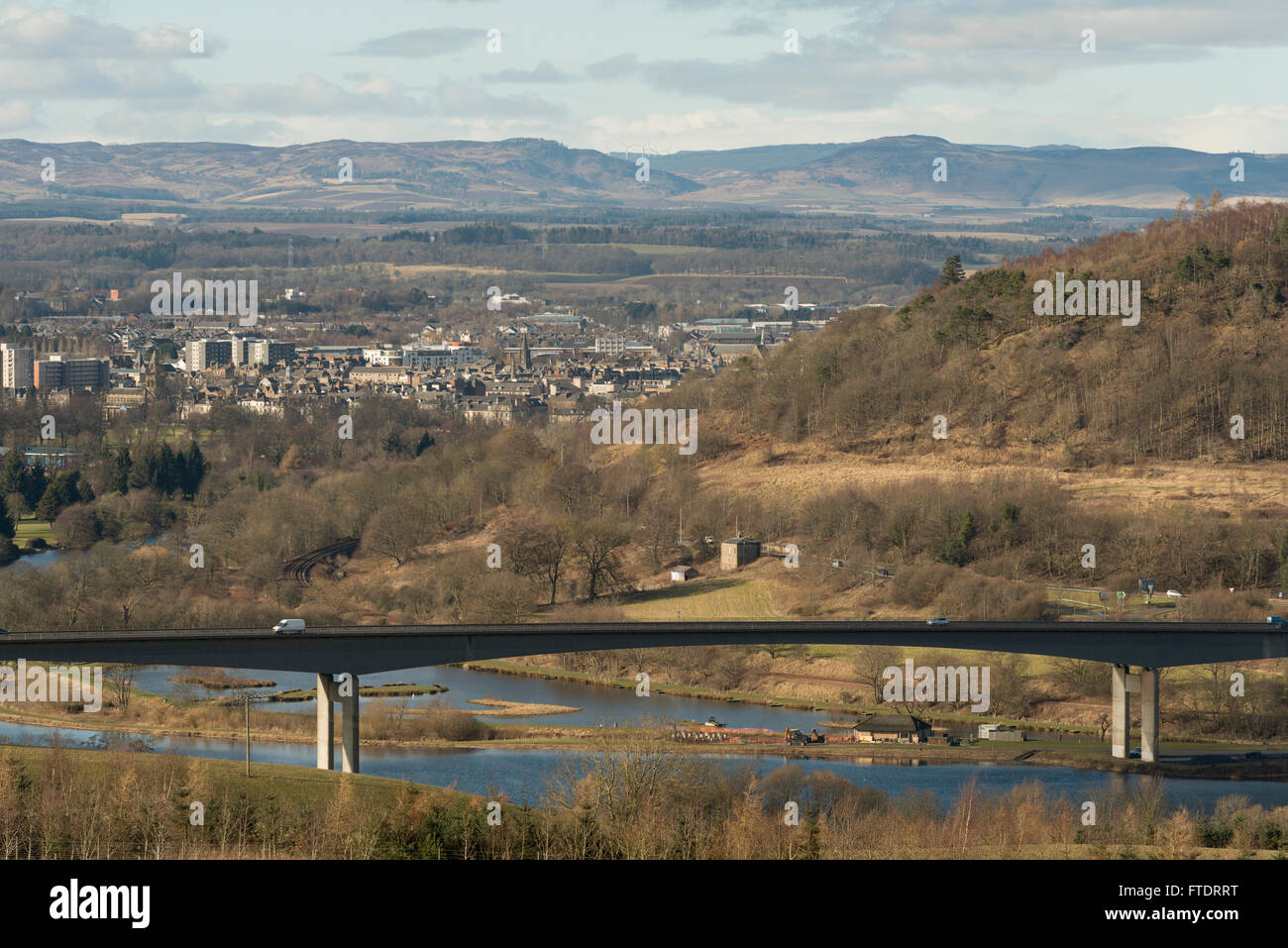 Friarton Bridge, Kinnoull Hill and Perth: looking North from Moncrieffe ...