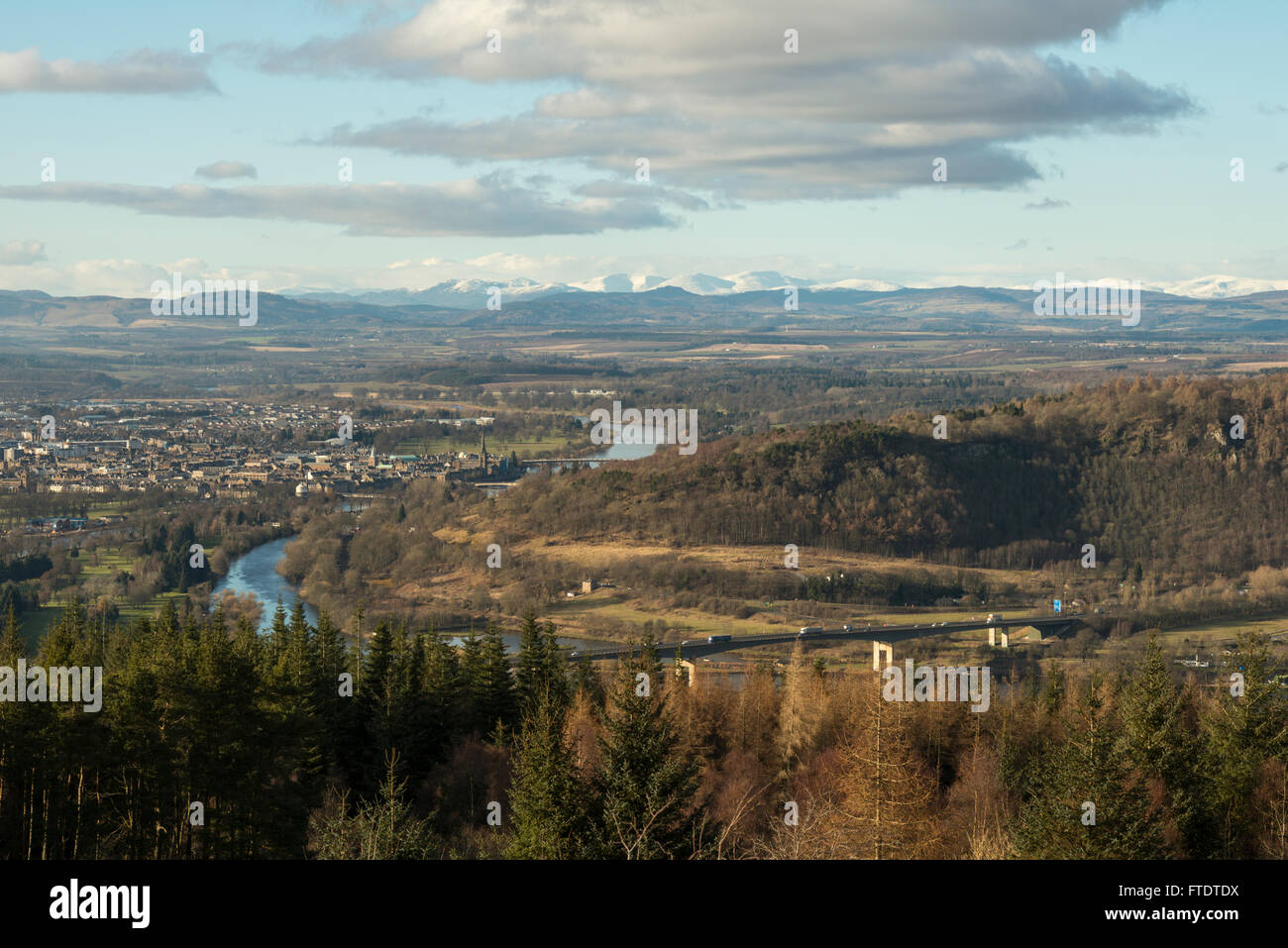 Friarton Bridge and Perth looking North from Moncrieffe Hill ...