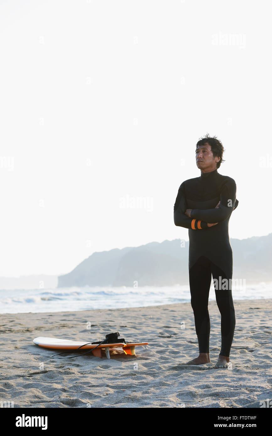 Japanese surfer portrait on the beach Stock Photo - Alamy