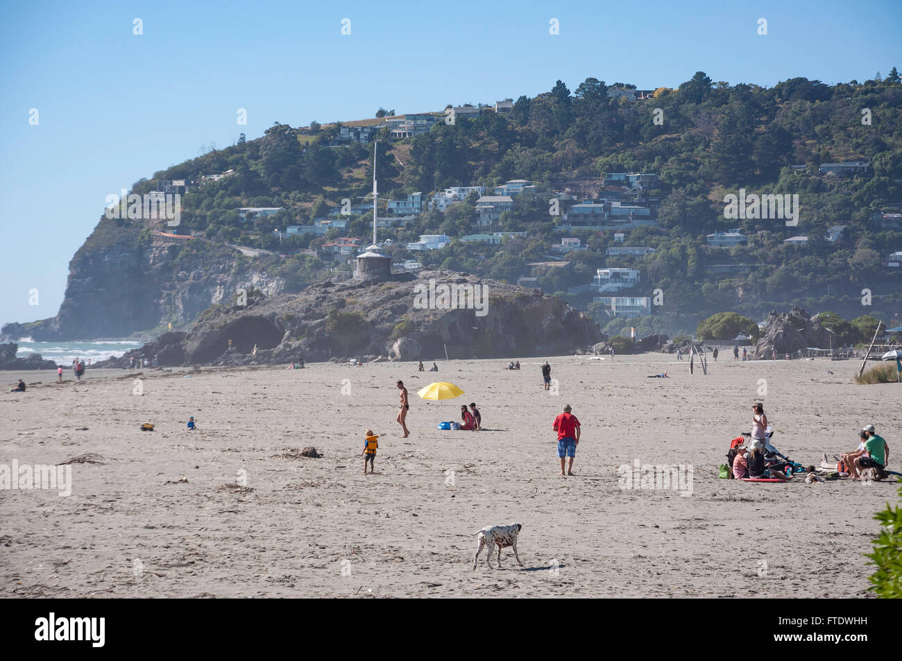 Sumner Beach showing Cave Rock and Scarborough headland, Sumner ...