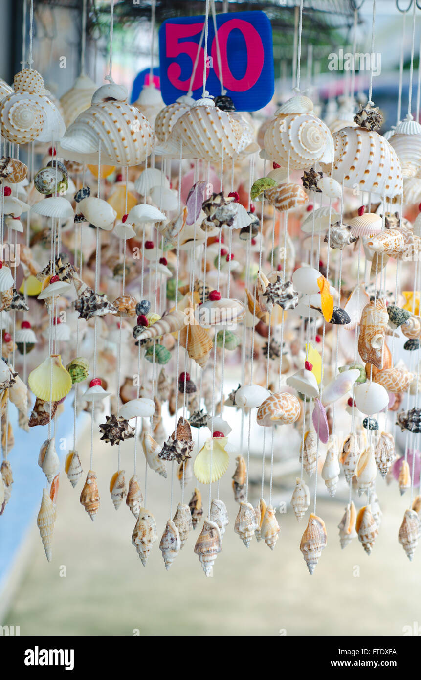 Mobile made from various shells for sale in Phuket,Thailand Stock Photo ...