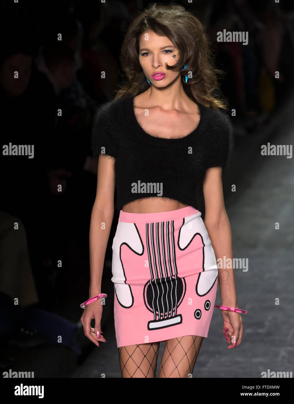 New York City, USA - February 15, 2016: Alice Metza walks the runway at ...